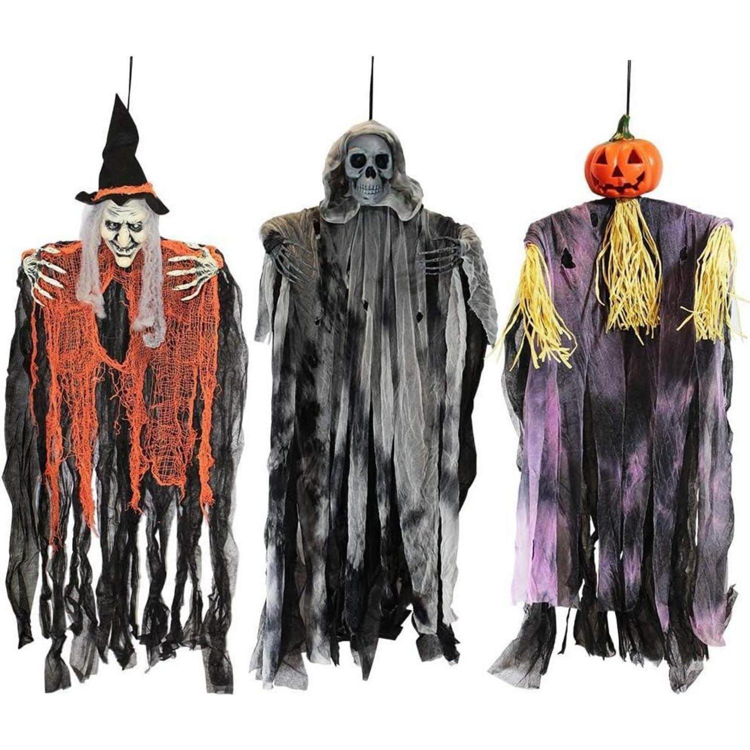 Hängende Geister Halloween Deko Set 90cm Sensenmann Hexe – LuxusKollektion