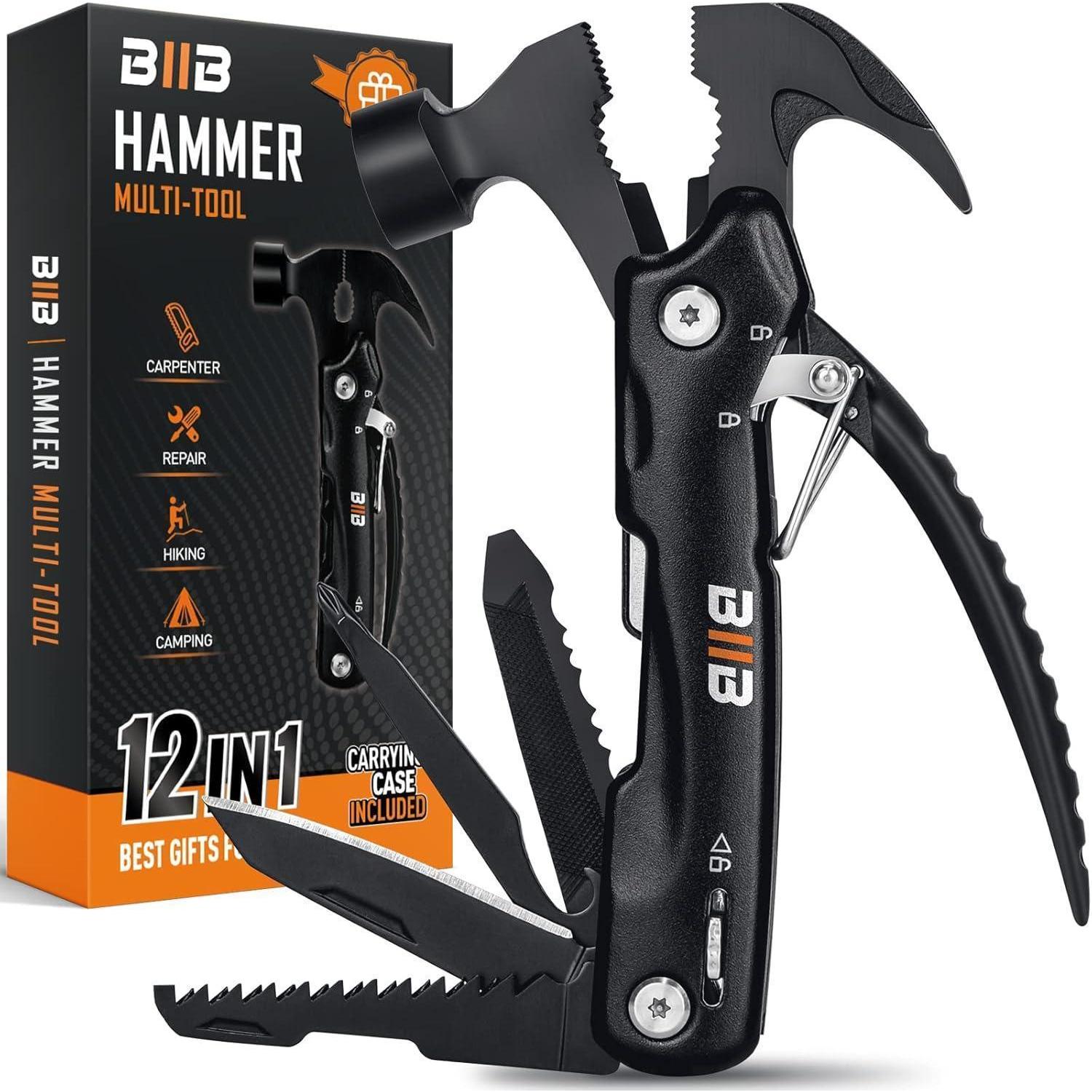 BIIB Multitool Hammer 12-in-1 Camping Geschenk für Männer – LuxusKollektion