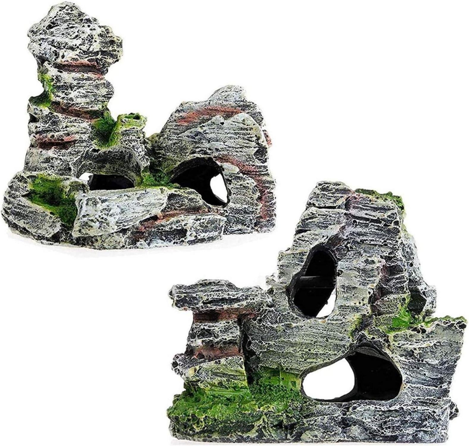 Aquarium Rock Cave Dekoration mit Grün Gras für Fische – LuxusKollektion
