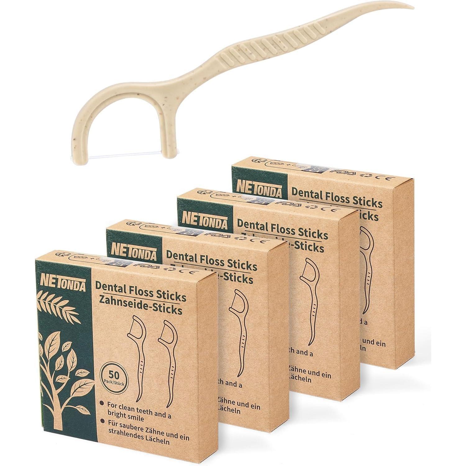 200 Nachhaltige Zahnseide Sticks NETONDA Dental Floss Picks ...