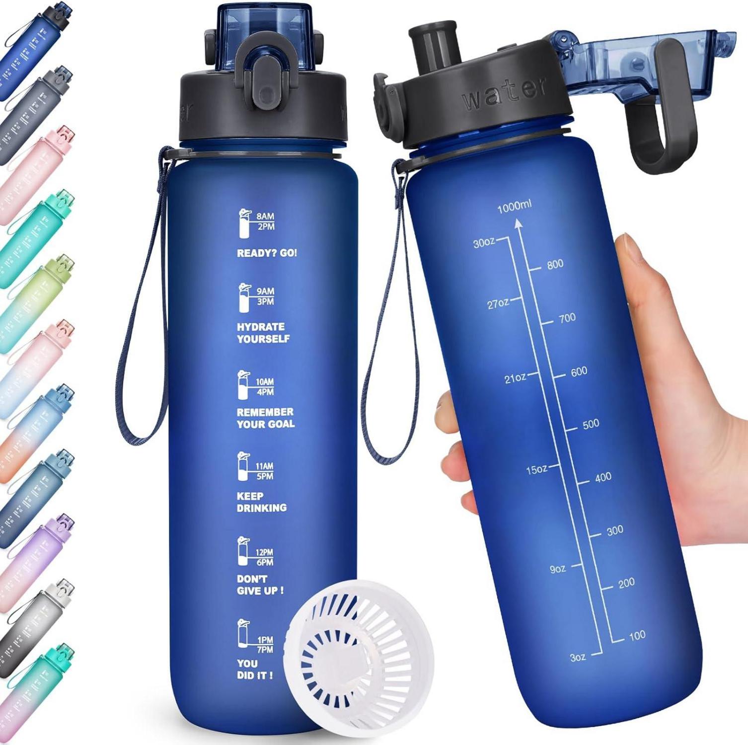 AOHAN Trinkflasche 1l BPA-Frei Sport Zeitmarkierung Fitness ...
