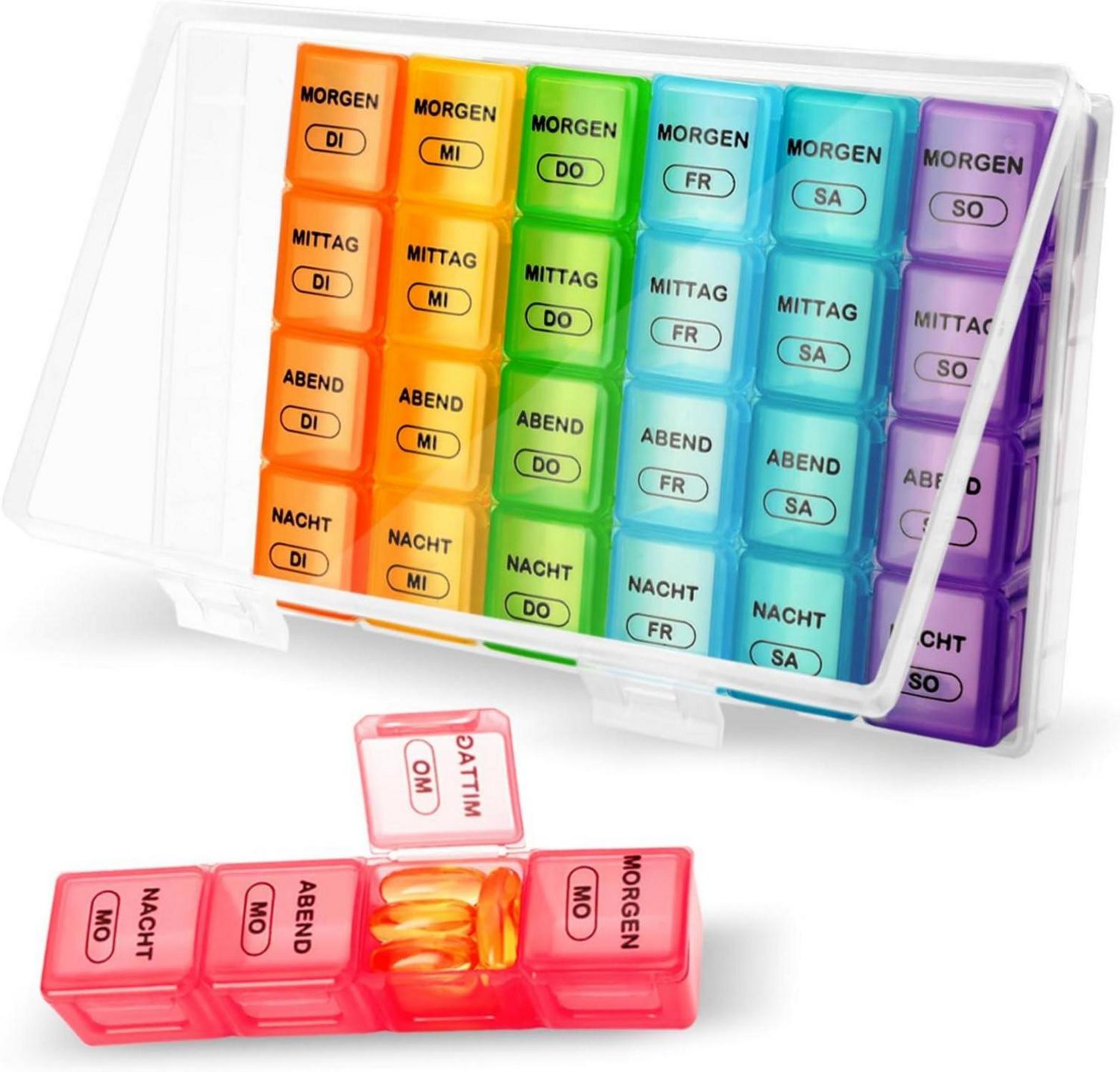 Tablettenbox 7 Tage - Große Fächer Medikamentenbox 28 Extra ...
