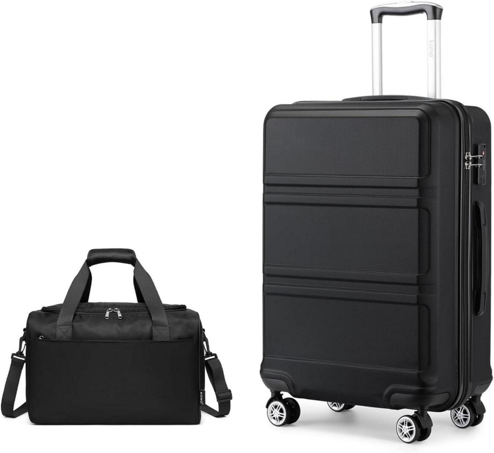 KONO Mittelgroß Reisekoffer Rollkoffer Set 65cm Schwarz – LuxusKollektion
