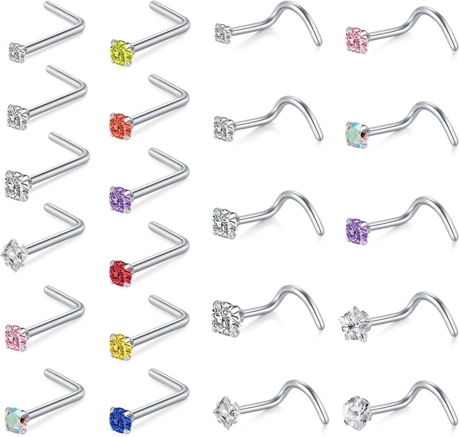 Gold Nasenpiercing 18G 20G 22G Zirconia Strassstein – LuxusKollektion